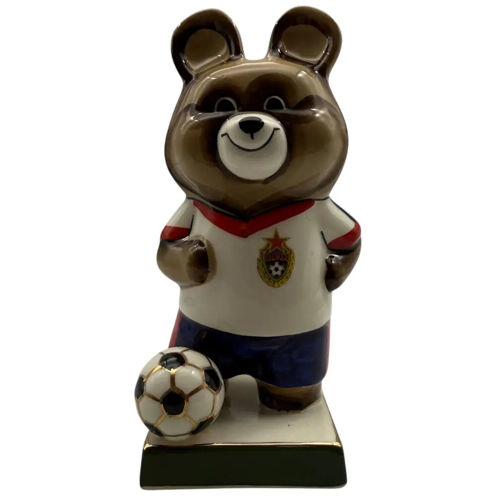 Фарфоровая статуэтка "Олимпийский Мишка - Футболист ЦСКА СССР", 2022-2024 гг, Вербилки, Россия
