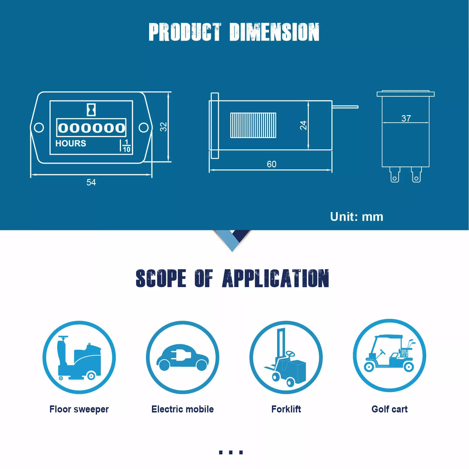 Механический счетчик моточасов постоянного тока от 12 В до 36 В прямоугольный счетчик моточасов двигателя для генератора лодки мотокросса двигателя грузовика тягача