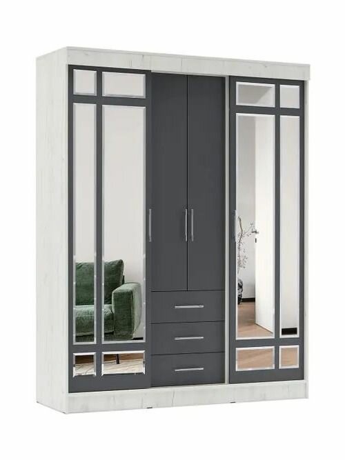 Шкаф-купе Маэстро Дуб Крафт Белый, Графит 170х220х574