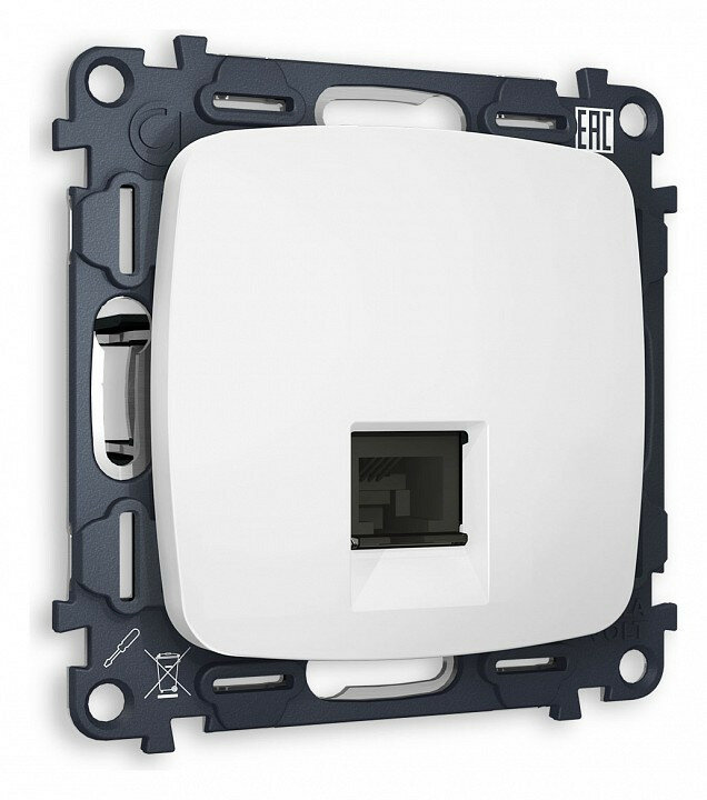 Розетка Ethernet RJ-45 и со шторками, без рамки Ambrella Volt OMEGA MO132010