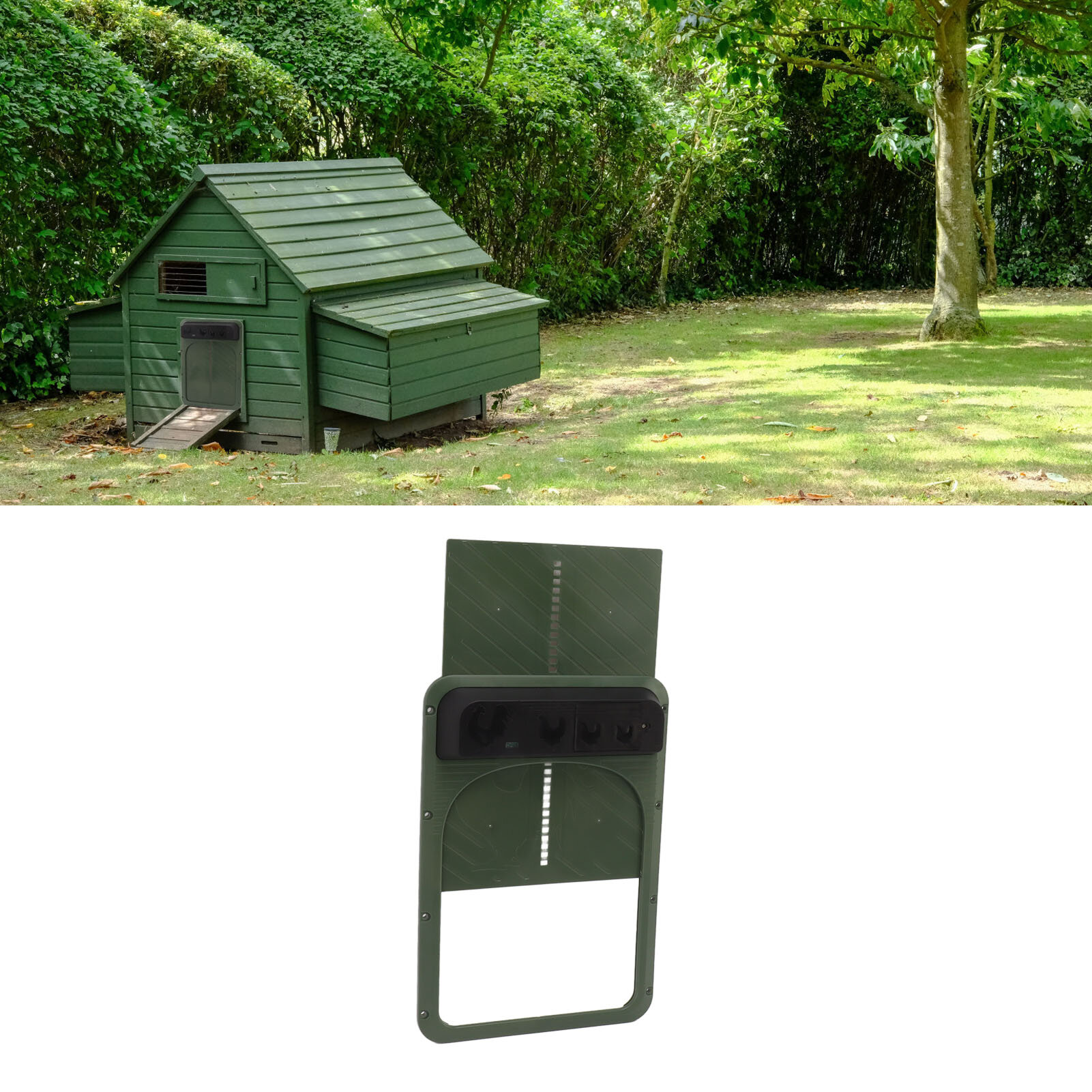 Автоматическая дверь курятника пластиковая с питанием от батареи светочувствительная автоматическая дверь для курицы для фермы оливково-зеленого цвета