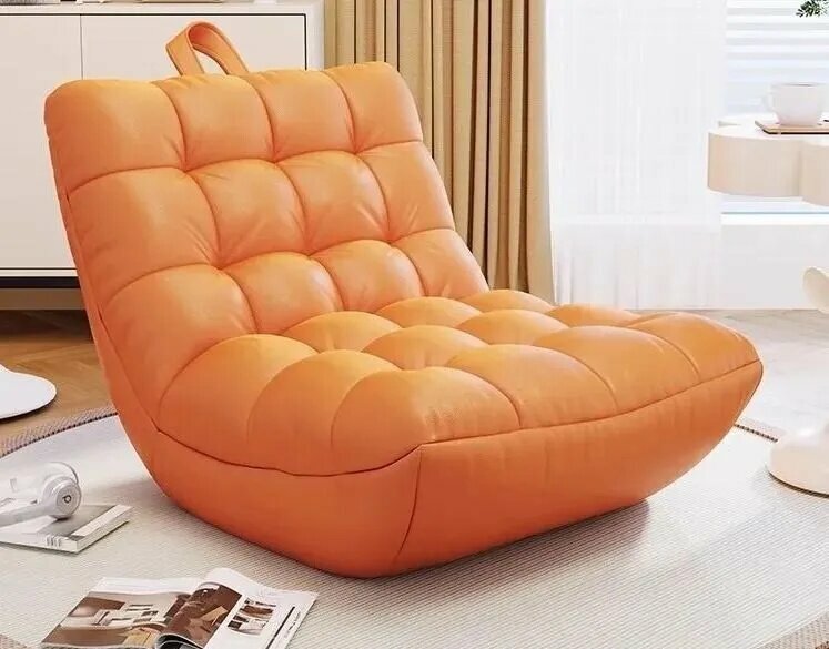 Бескаркасный пуф Диван, Мех искусственный, Размер S, оранжевый