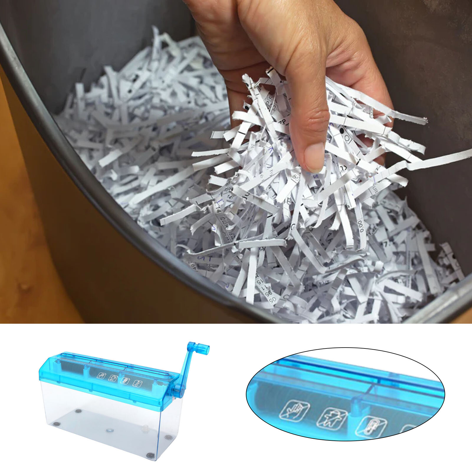 Уничтожитель бумаги, пластик, ручное управление, прозрачный режущий станок формата А4 для офиса, синий