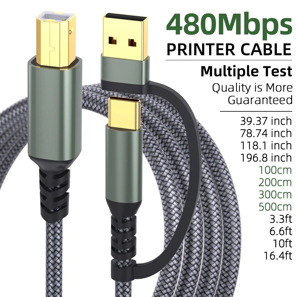 Кабель USB 2.0 Type A - Type B Для Лазерных Принтеров, Синхронизации Данных И Зарядки, Кабель «папа-мама» Для Сканера И Принтера