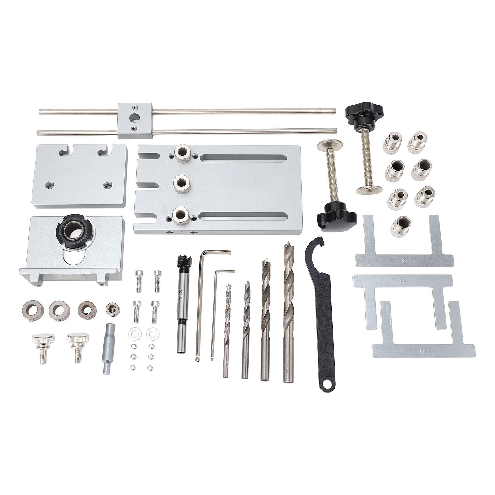 Набор шаблонов для установки дюбелей, 5, 6, 8, 10 мм, втулки для сверл, регулируемый быстросъемный самоцентрирующийся локатор для деревообработки.