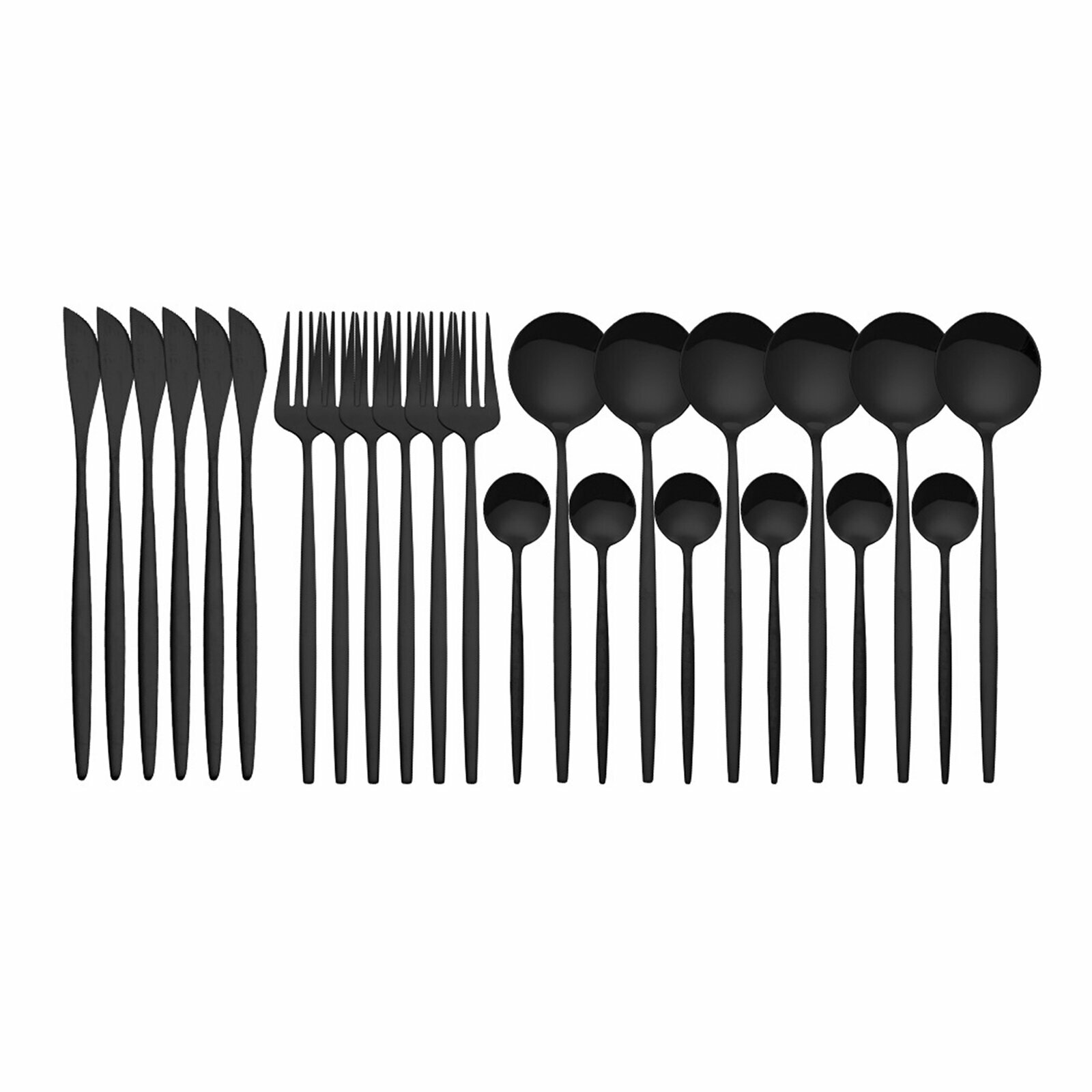 Набор посуды из нержавеющей стали 24 штуки, кухонный набор столовых приборов, нож, ложка, столовые приборы, цвет: Белый Золото, Белый Серебро, Розовое Золото, Розовое Серебро, Черное Золото, Черный, Черное Серебро, Красное Золото, Красное Серебро,