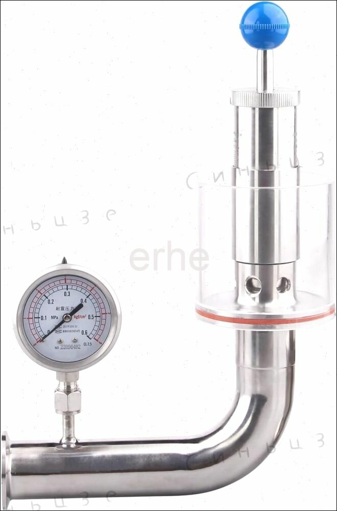 Шпунт-аппарат с манометром (левый), до 2,2 бар под Clamp DN32 нерж.