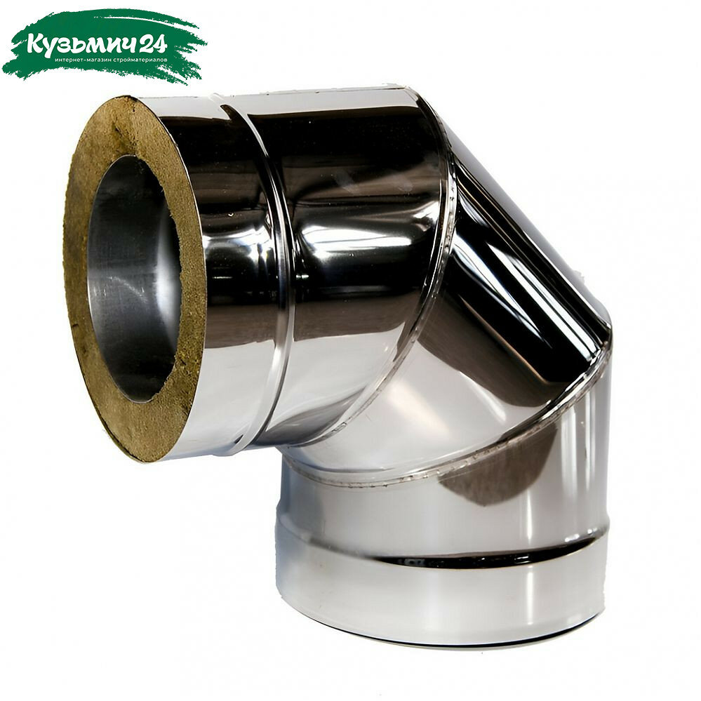 Отвод (колено) дымохода Феникс 115х200 мм, угол 90 гр, сэндвич-конструкция, сталь 0.5 мм