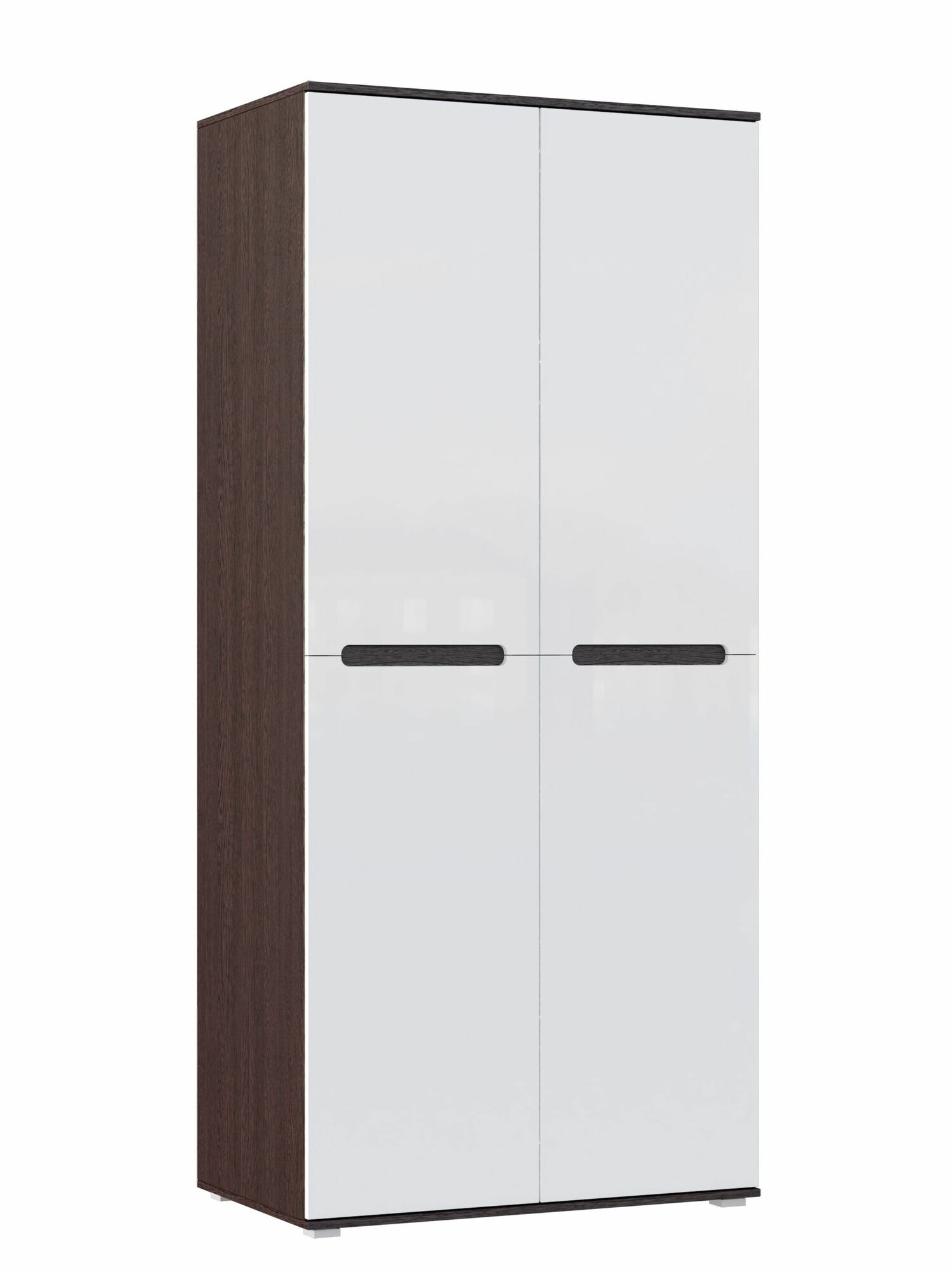Шкаф Ким 2-ств. 1000х2236х524 (Белый глянец холодный/венге) МИФ