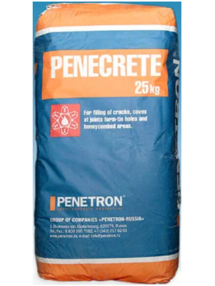 Гидроизоляция Penetron Penecrete 25кг Швов, Стыков, Трещин, Примыканий в Бетоне, Сухая Смесь, Серая, Крафт-Мешок / Пенетрон Пенекрит.