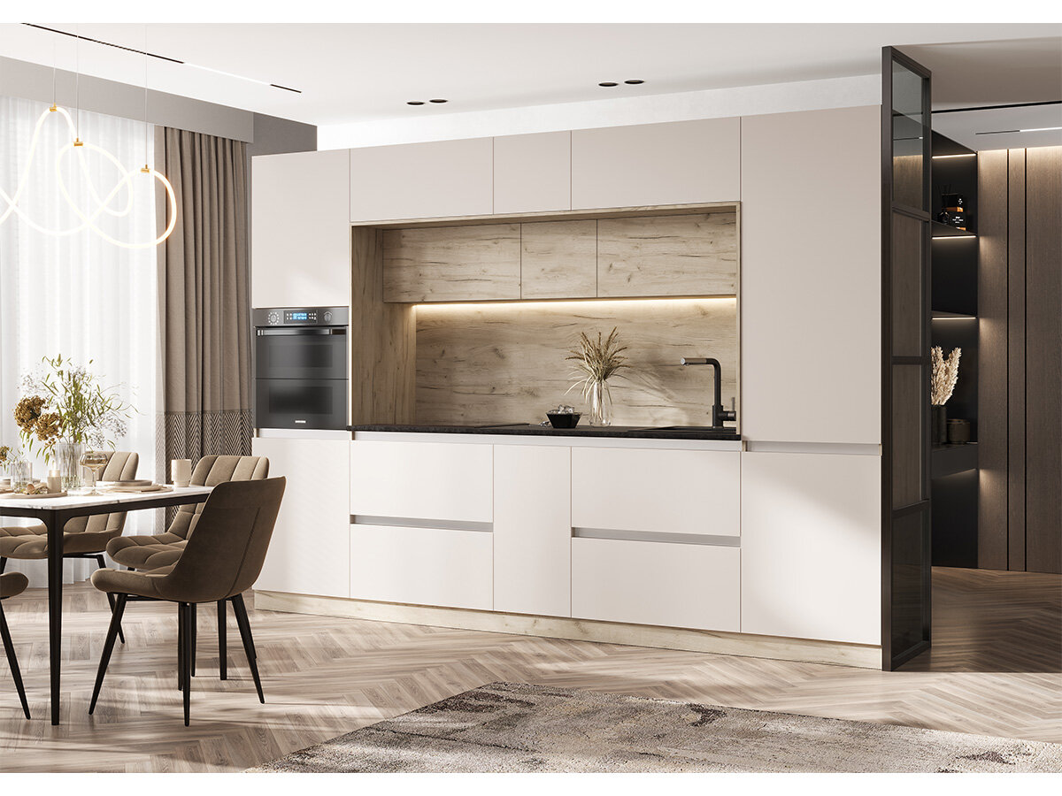 Кухонный гарнитур "Карина", 3.2 м Кашемир, Крафт серый, ЛДСП