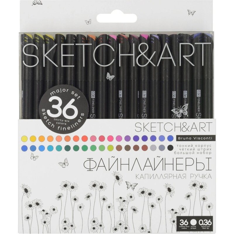 Набор линеров для скетчинга SKETCH&ART BLACK EDITION 0,36мм 36цв 36-0020