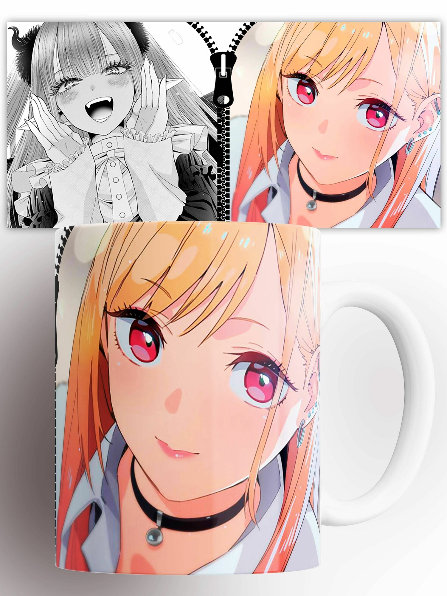 Кружка Эта фарфоровая кукла влюбилась Sono Bisque Doll wa Koi wo Suru Марин Китагава суккуба на подарок с принтом аниме 330 мл