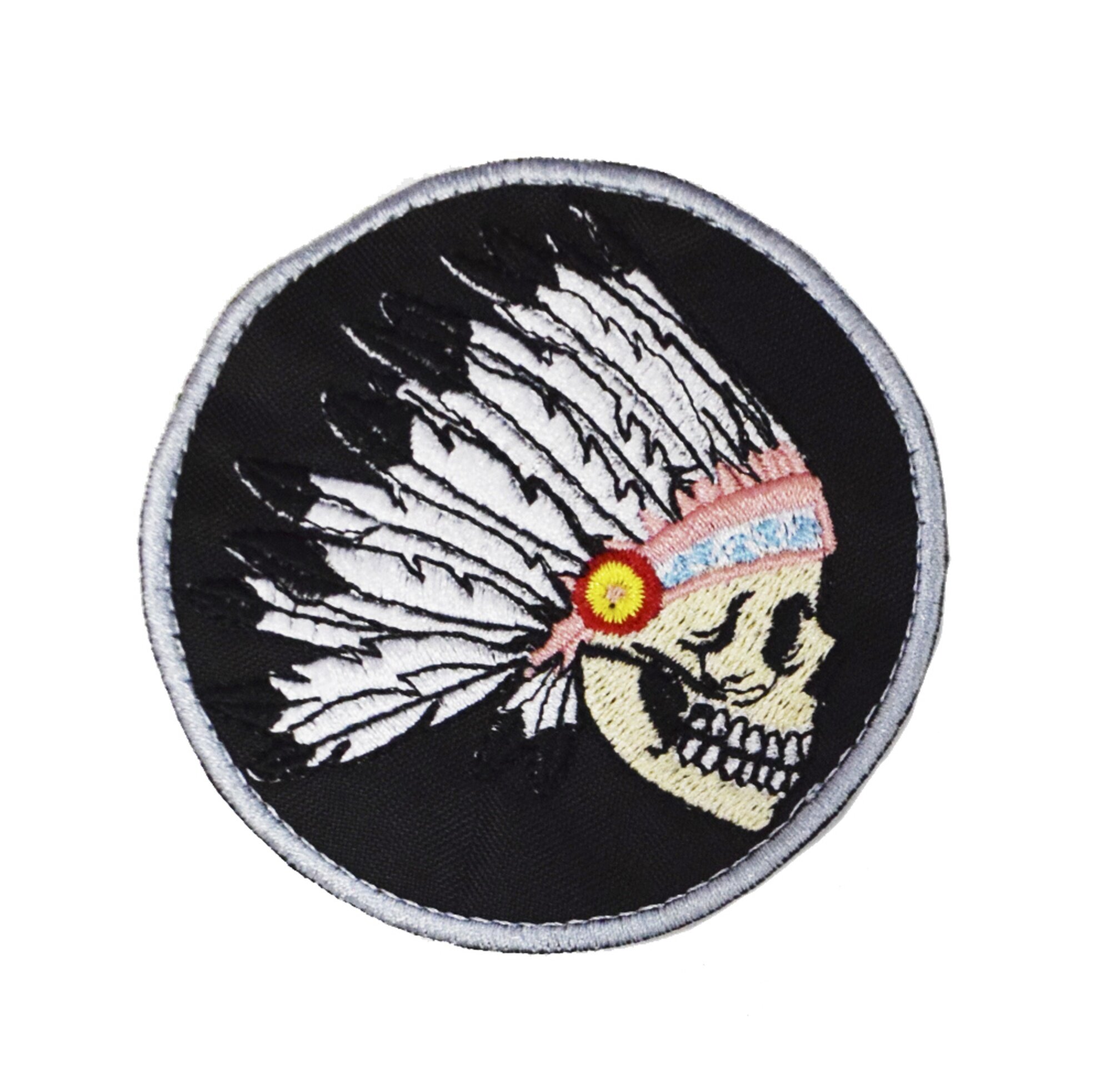 Шеврон, байкерская нашивка, патч, Индейский череп. Размер 80х80 мм.