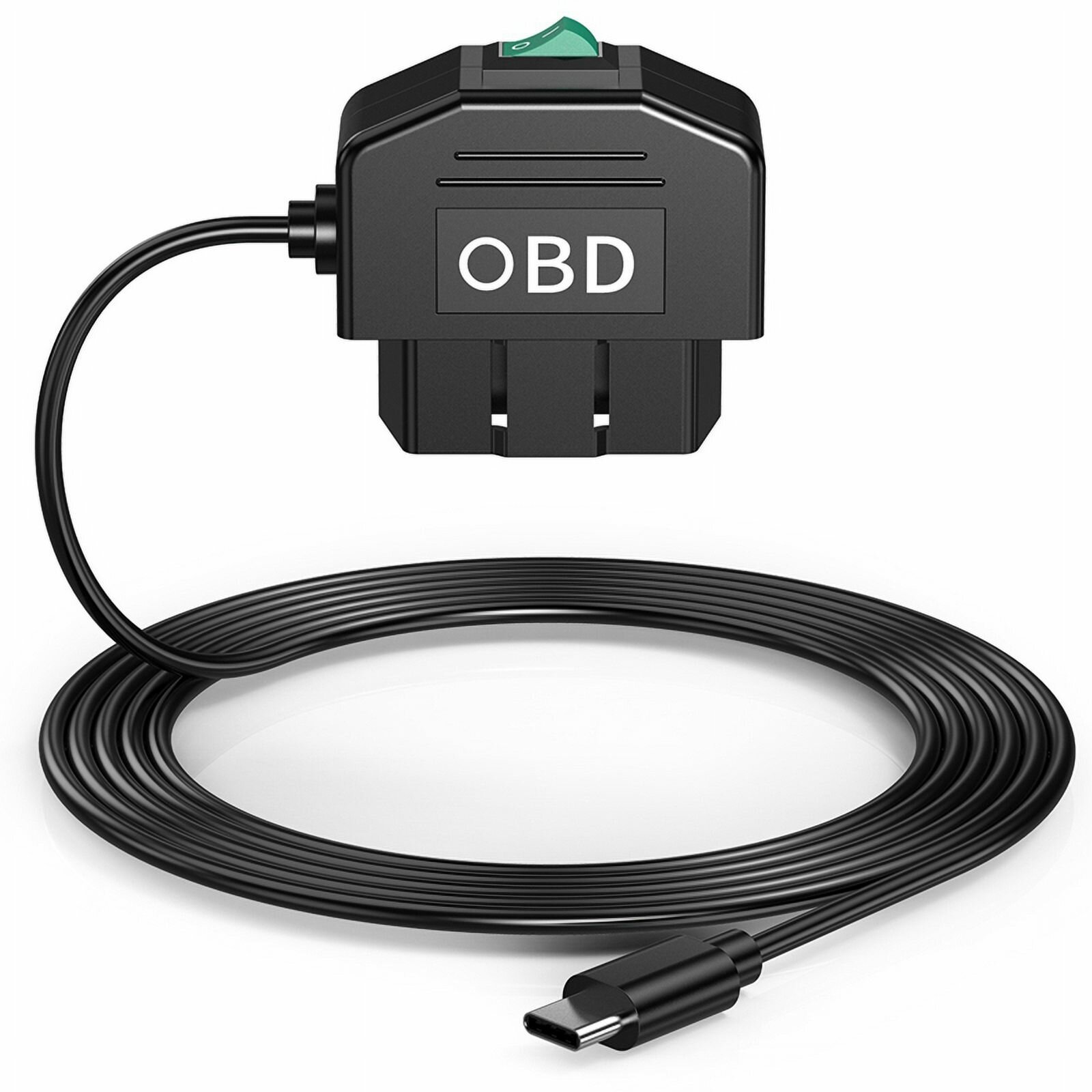 Dash Cam OBD Hardwire Kit, USB Type C, Power Cable, 12-24V to 5V/3A, Black, Plastic, 1 x Vehicle cable, для Dashcam, GPS, радар, 24-часовой режим парковки, ACC режим, защита от низкого напряжения, универсальный, не для электромобилей