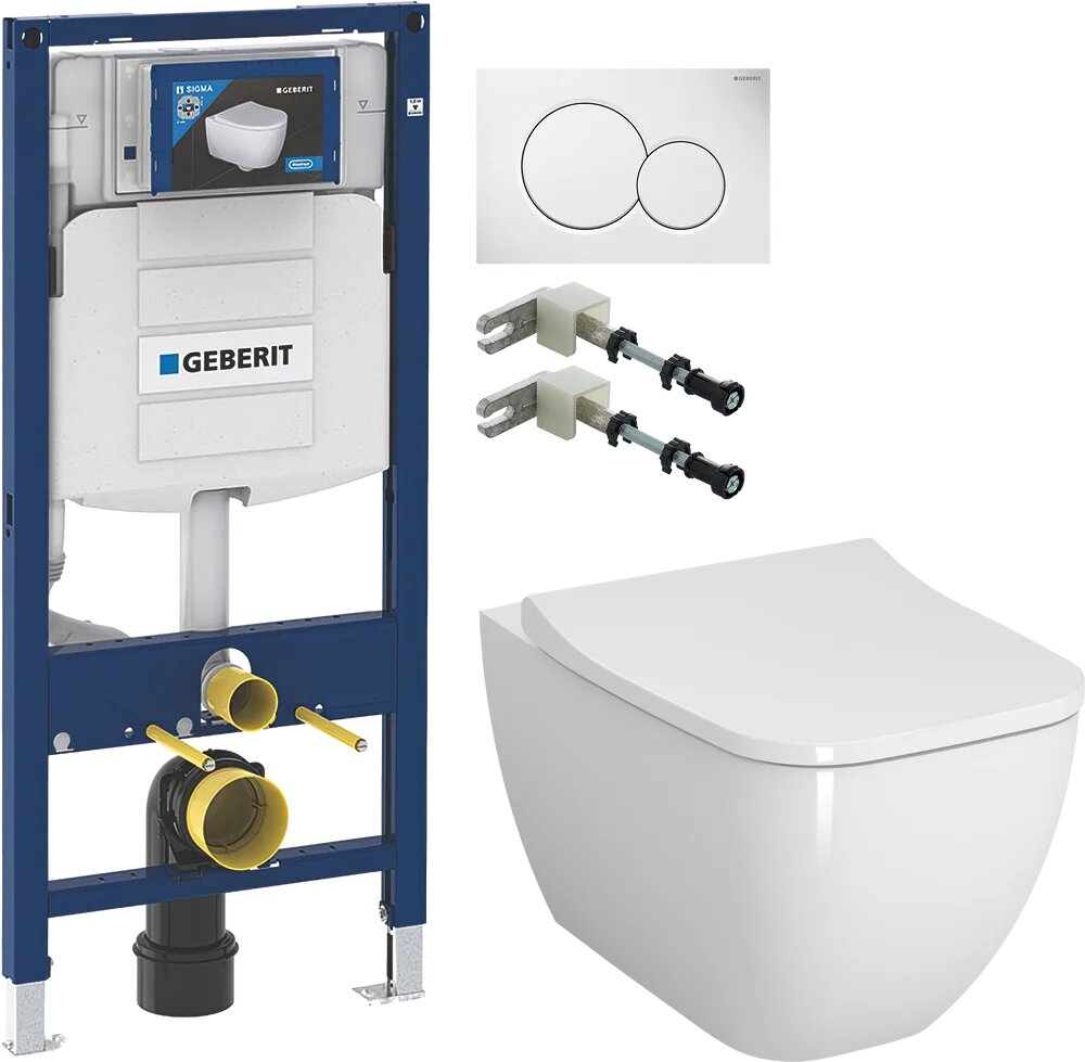 Комплект 5 в 1 Унитаз подвесной VitrA Shift 7742B003-0075, белая глянцевая / Сиденье Integra Square 810-003-009, быстросъемная, с микролифтом / Инсталляция Geberit Duofix UP 320 111.300.00.5 (111.950.00.6), Кнопка Sigma 01 115.770.11.5 цвет белый