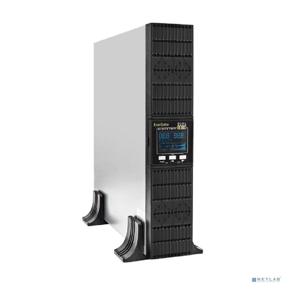 Exegate EX293048RUS ИБП On-line ExeGate PowerExpert ULS-1000. LCD. AVR.1SH.2C13. USB. RS232. SNMP.2U <1000VA/1000W, On-Line, PF=1, LCD, 1*Schuko+2*C13 , RS232, USB, SNMP-slot, Rackmount 2U/Tower, металличе