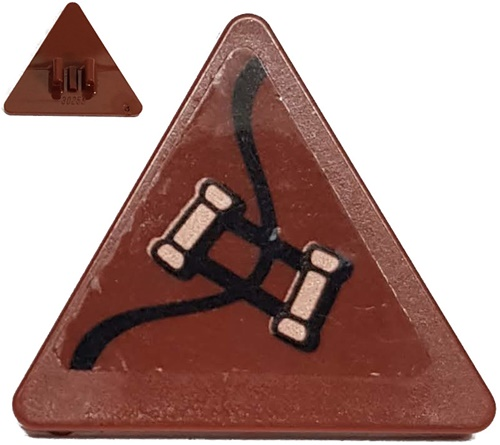Road Sign 2 x 2 Triangle with Clip with Copper Handles Pattern Model Left Side (Sticker) - Set 70602, 892pb034L Reddish Brown U