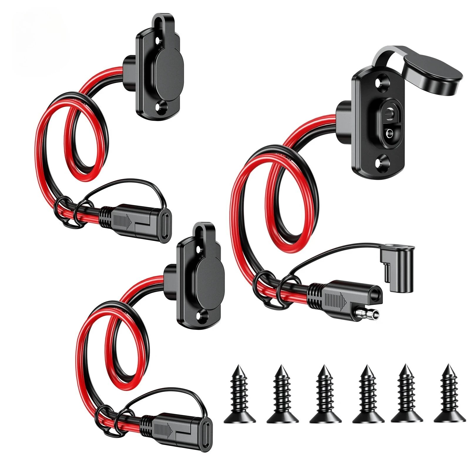 Новый жгут быстрого разъема SAE 12AWG, водонепроницаемый удлинитель SAE, адаптер для боковой стенки, штекер к гнезду, кабель Черный, 3Pcs