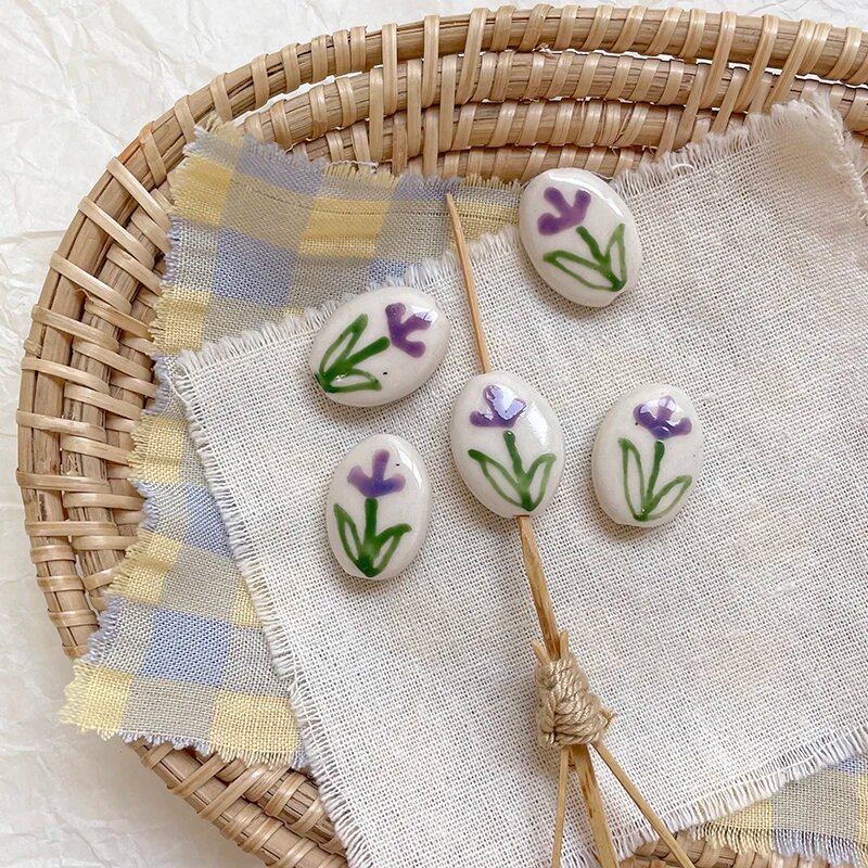 Керамические бусины клубника тюльпан 4 шт 10