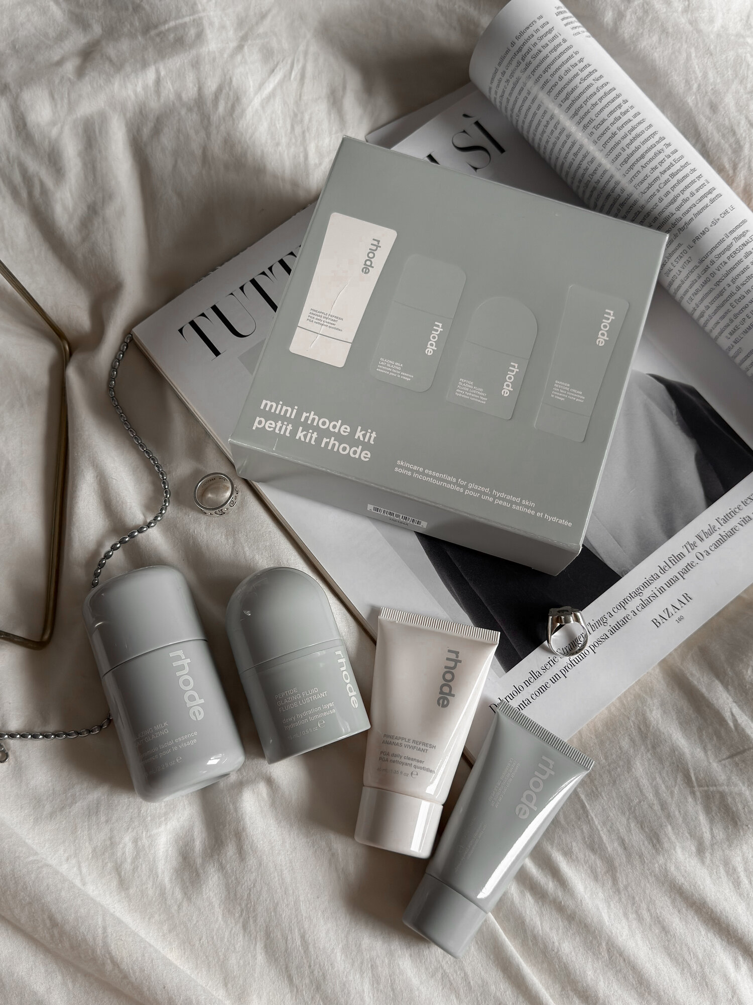 Набор по уходу за кожей лица Mini Rhode Kit Glazed Skincare Essentials