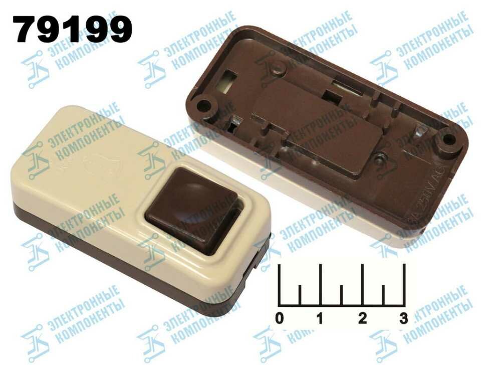 Кнопка для электрозвонка кремовая (клавиша коричневая квадратная)