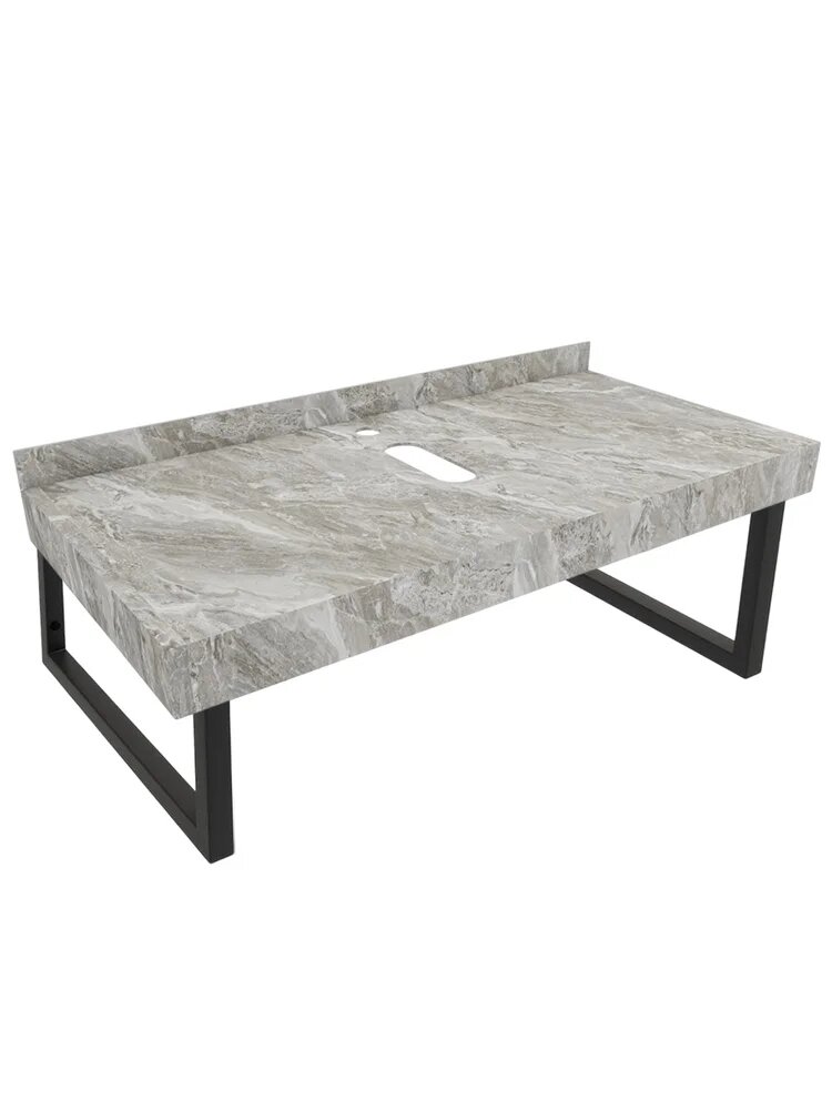 Столешница в ванную под раковину Teymi Helmi 100 серый мрамор с черными кронштейнами