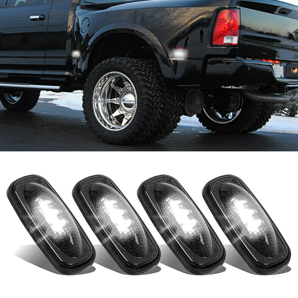 4шт. Дымчатые белые светодиодные боковые маркерные фонари для борта Dodge Ram 2500 3500 HD