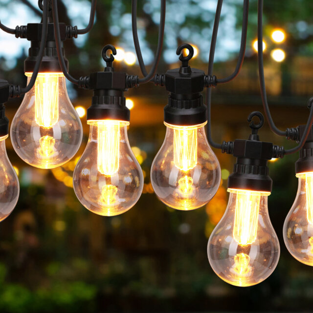 Гирлянда из лампочек Azopardo 4.5 м, 10 ламп, теплые белые LED, черный ПВХ, IP44, Koopman, LE2100200