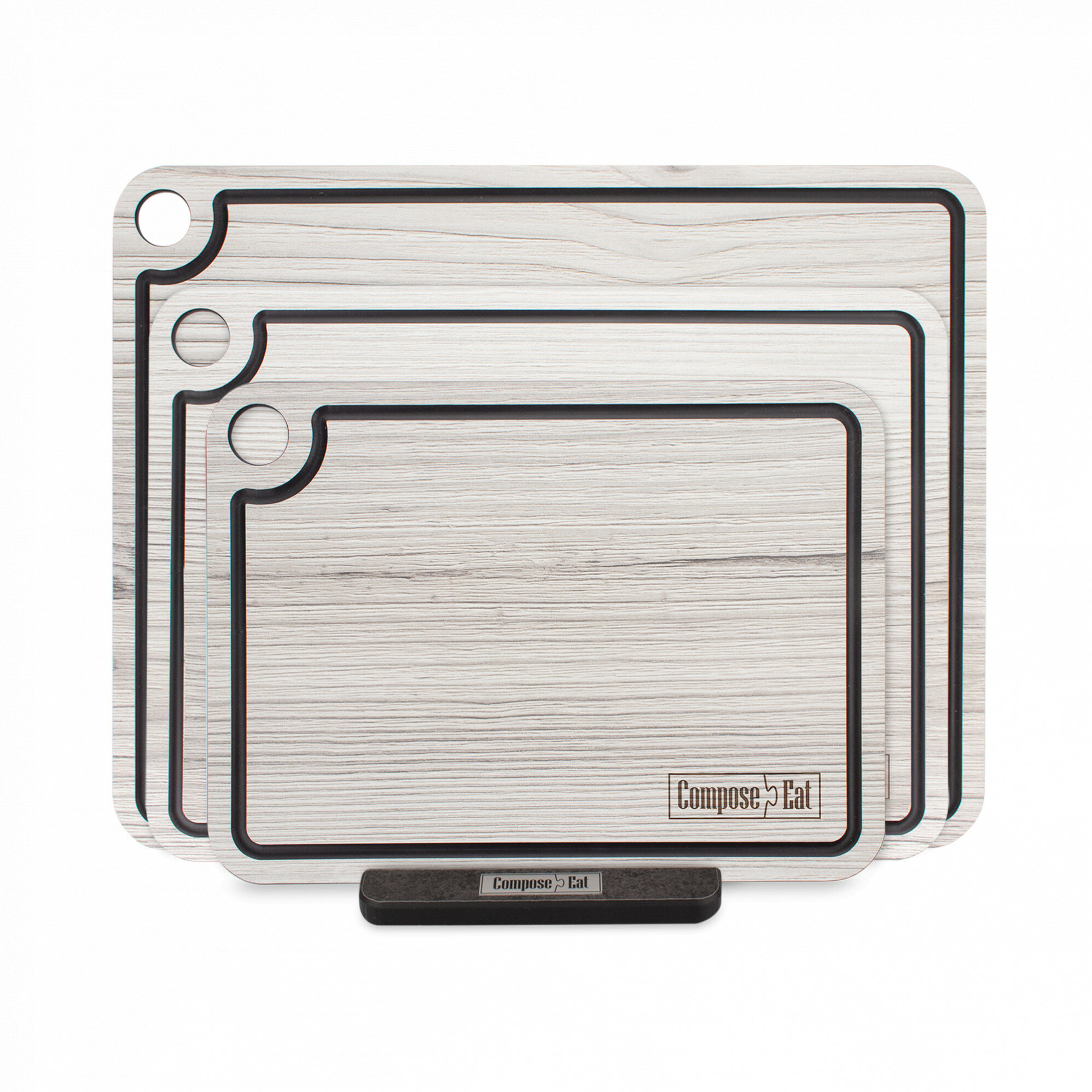 Набор разделочных досок ComposeEat Elegance Set 3, 3 шт, светло-серые, в подарочной упаковке