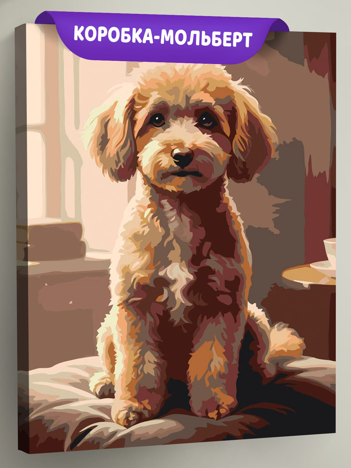 Картина по номерам на холсте с подрамником 40х50 "Собака милый той пудель в комнате" животные