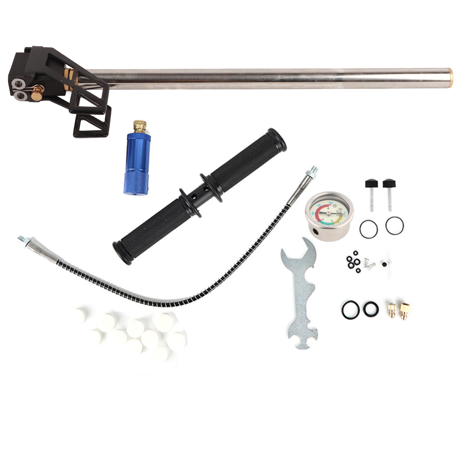 Diving Tank Pump, Stainless Steel High Pressure Hand Pump Stable Wear Resistant Firm Sturdy Rust Proof with Gauge for Diver Oxygen Cylinder