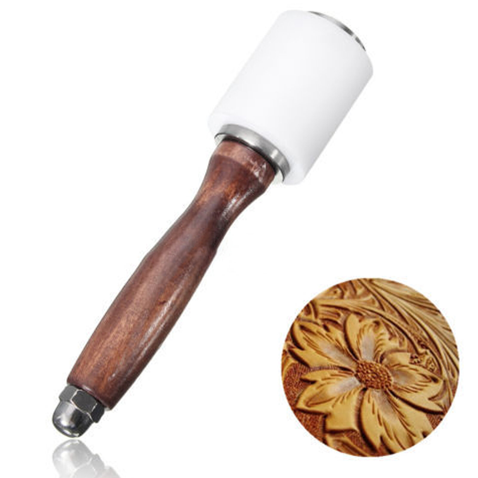 Молоток для резьбы по коже, деревянная ручка, кожаная ручка, нейлоновая головка, ремесленный инструмент для резьбы по дереву, деревообработки, обработки древесины