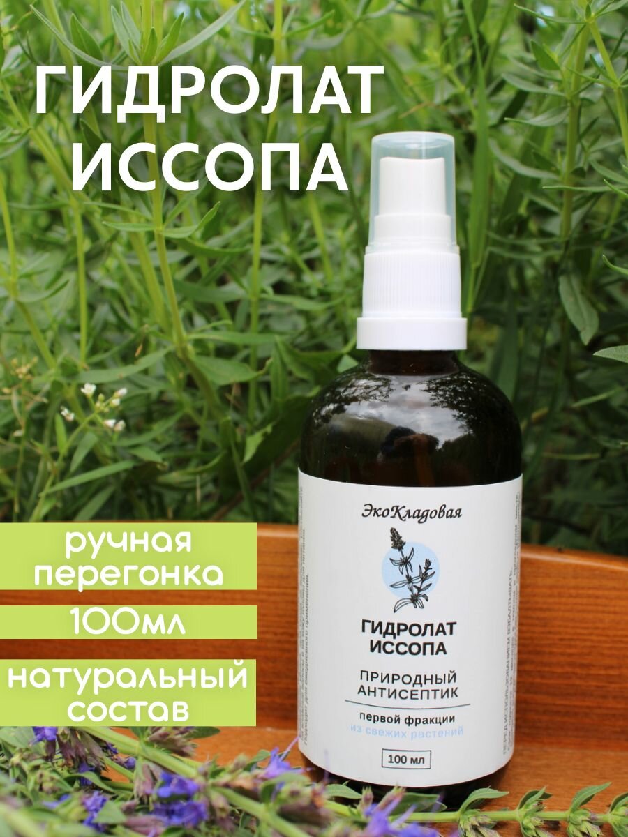 Гидролат иссопа / натуральный паровой дистиллят / тоник 100 мл (для лица, волос)