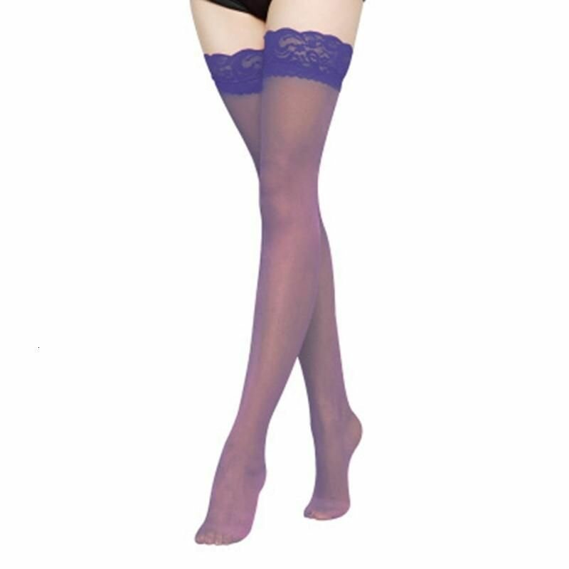 Шелковые чулки с цветочным кружевом, Фиолетовый