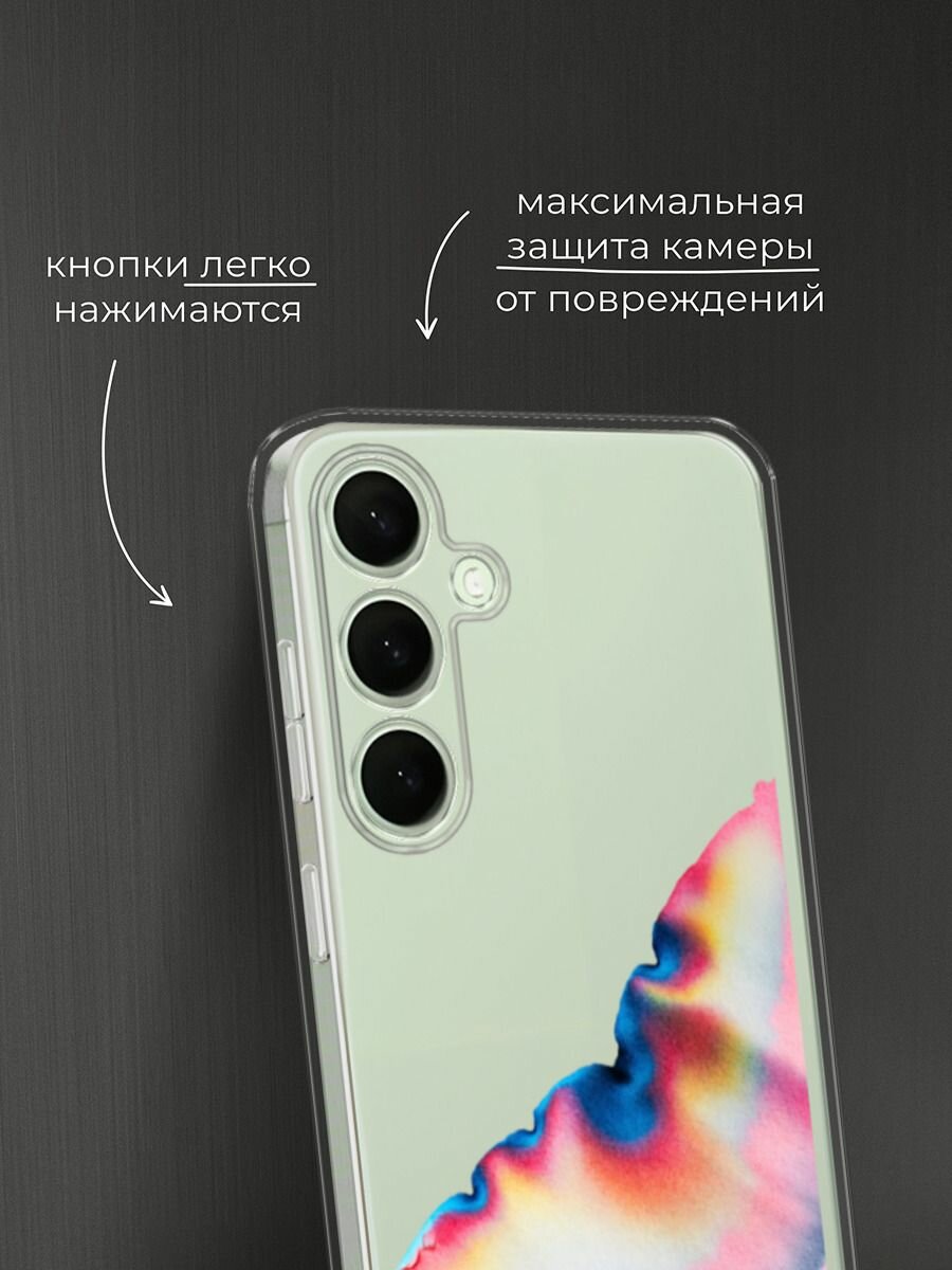 Чехол на Samsung Galaxy S25 Plus / Самсунг S25 Плюс с принтом Розовая акварель, прозрачный — фото 1