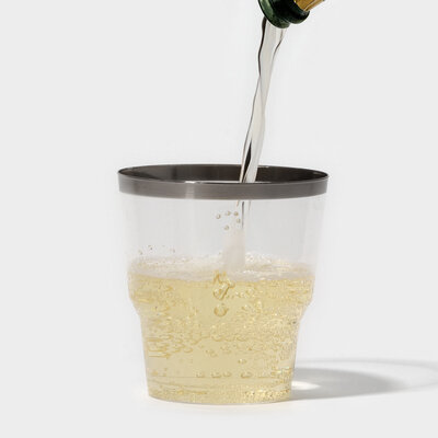 Стакан пластиковый одноразовый «Кристалл», 200 мл, с металлизированными каемками, цвет прозрачный/набор из 6 штук