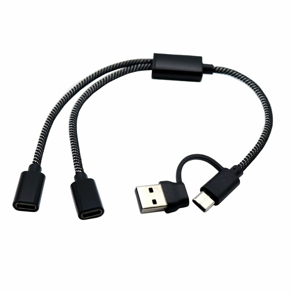 Разветвитель-концентратор USB + Type C male-Type female-два разъема