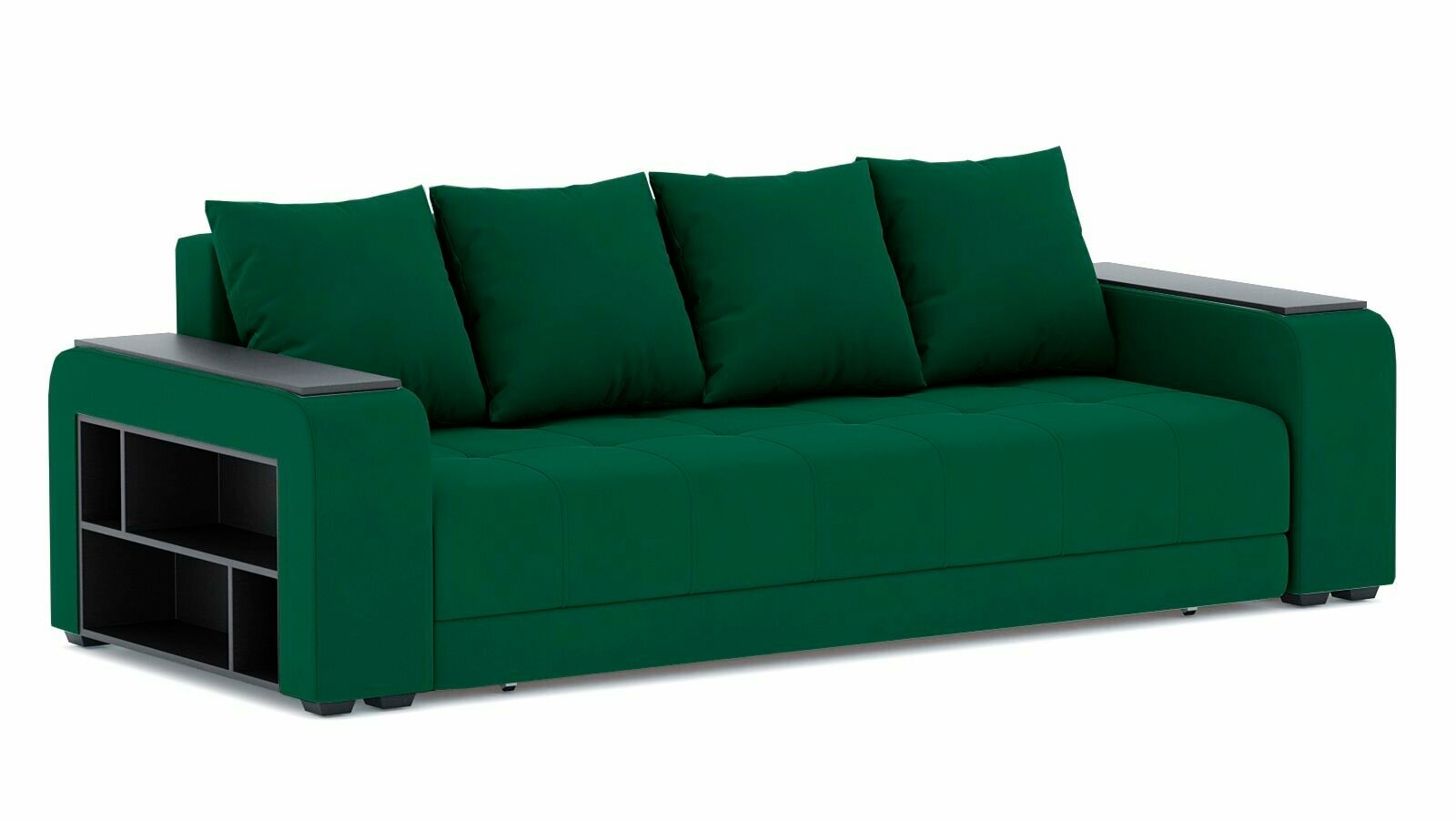 Диван - кровать Дубай Лайт, еврокнижка, пружинный блок, 255*80*110, велюр Зара Малахит 33