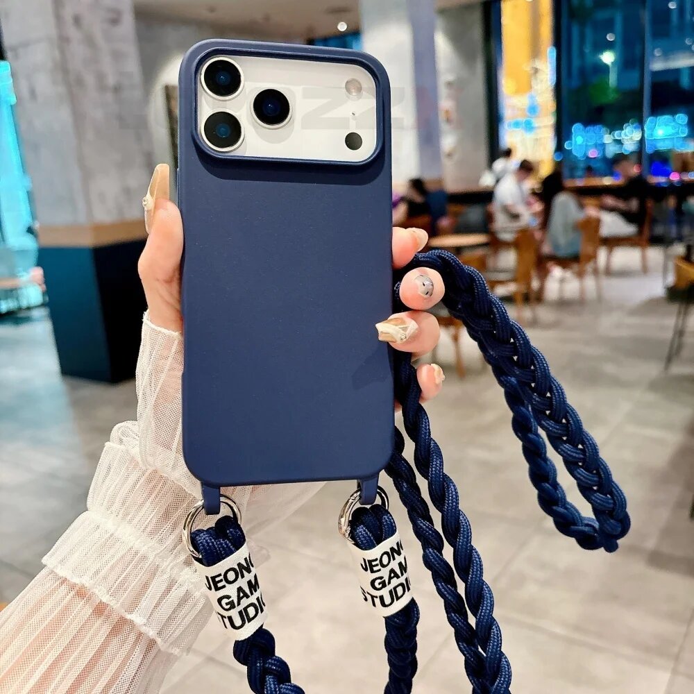 Чехол для iPhone 16 Pro Max с плечевым ремешком Navy Blue