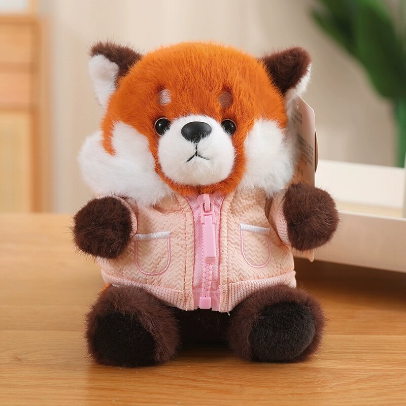 Милая красная кукла панда, кукла енот, плюшевая игрушка, тряпичная кукла, животное, украшение для рабочего стола,