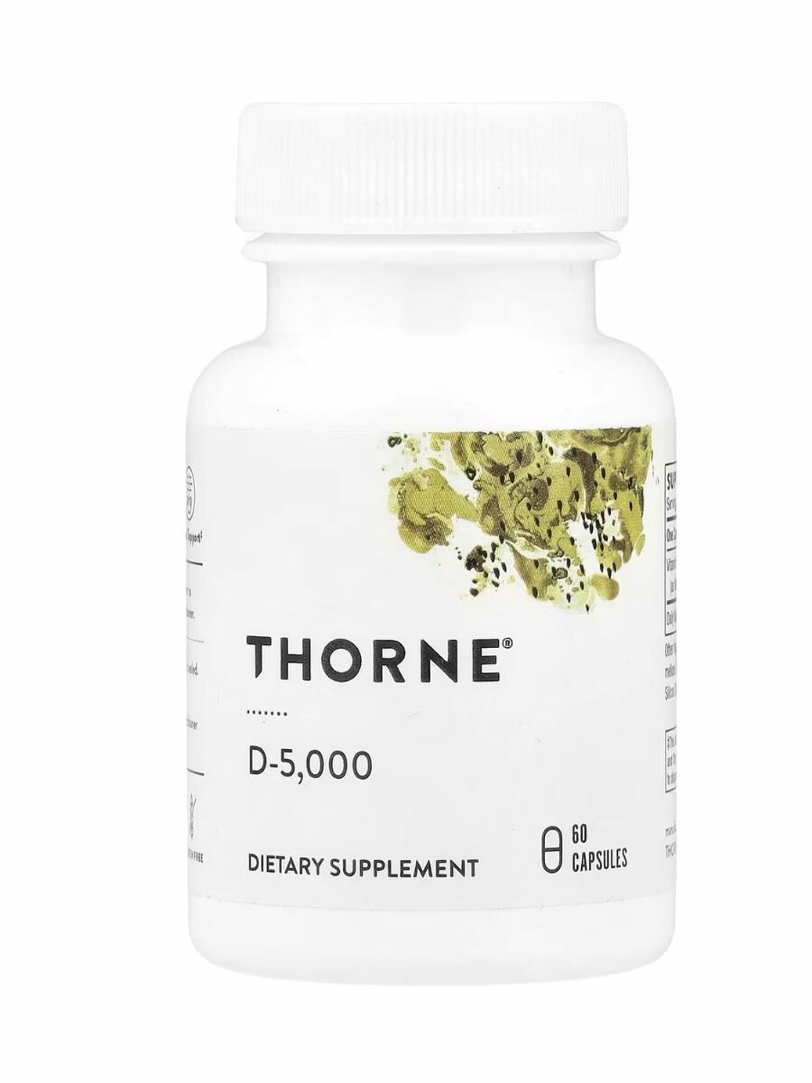 Thorne, D-5000, 125 мкг (5000 МЕ), 60 капсул
