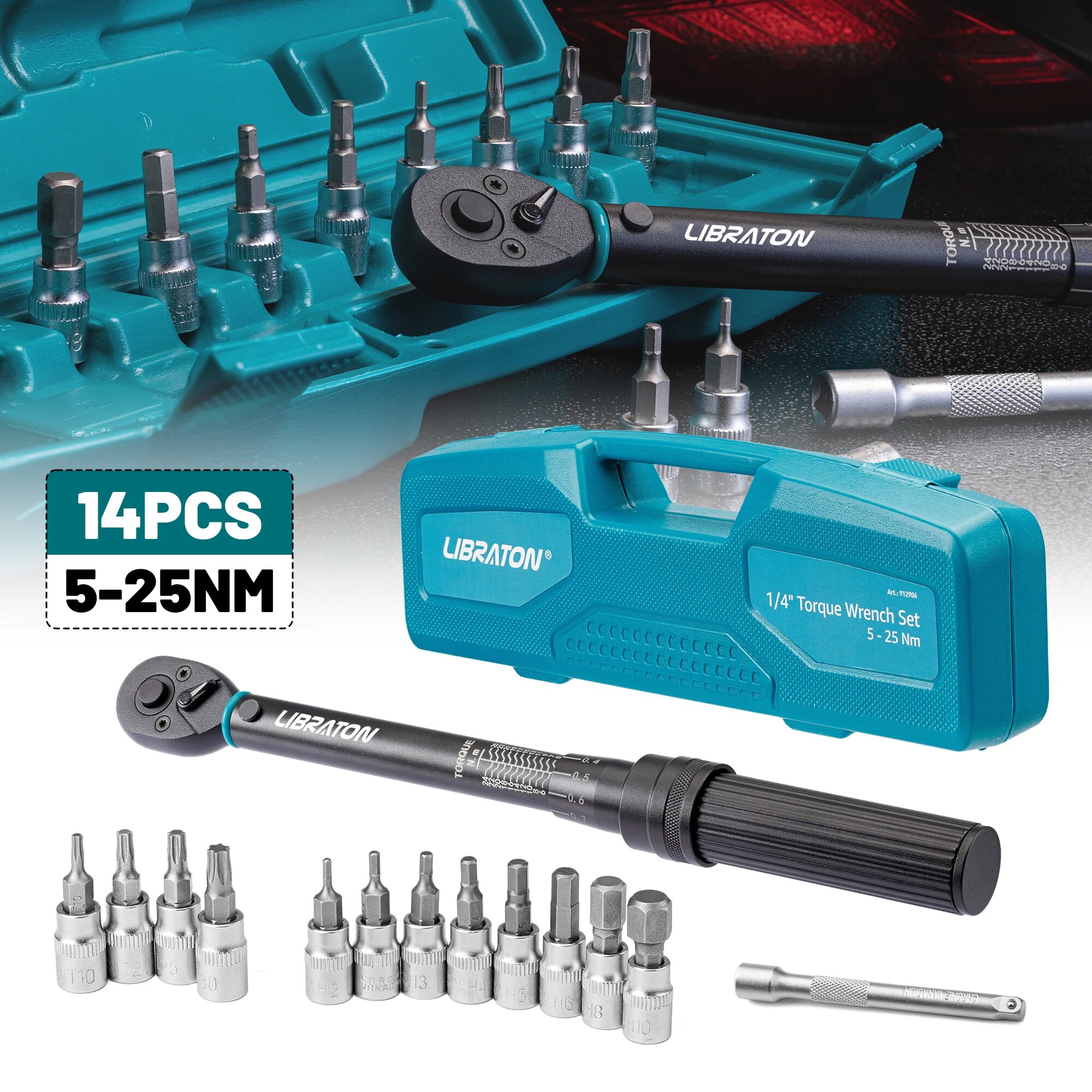 Динамометрический ключ LIBRATON 1/4" 5-25 Нм