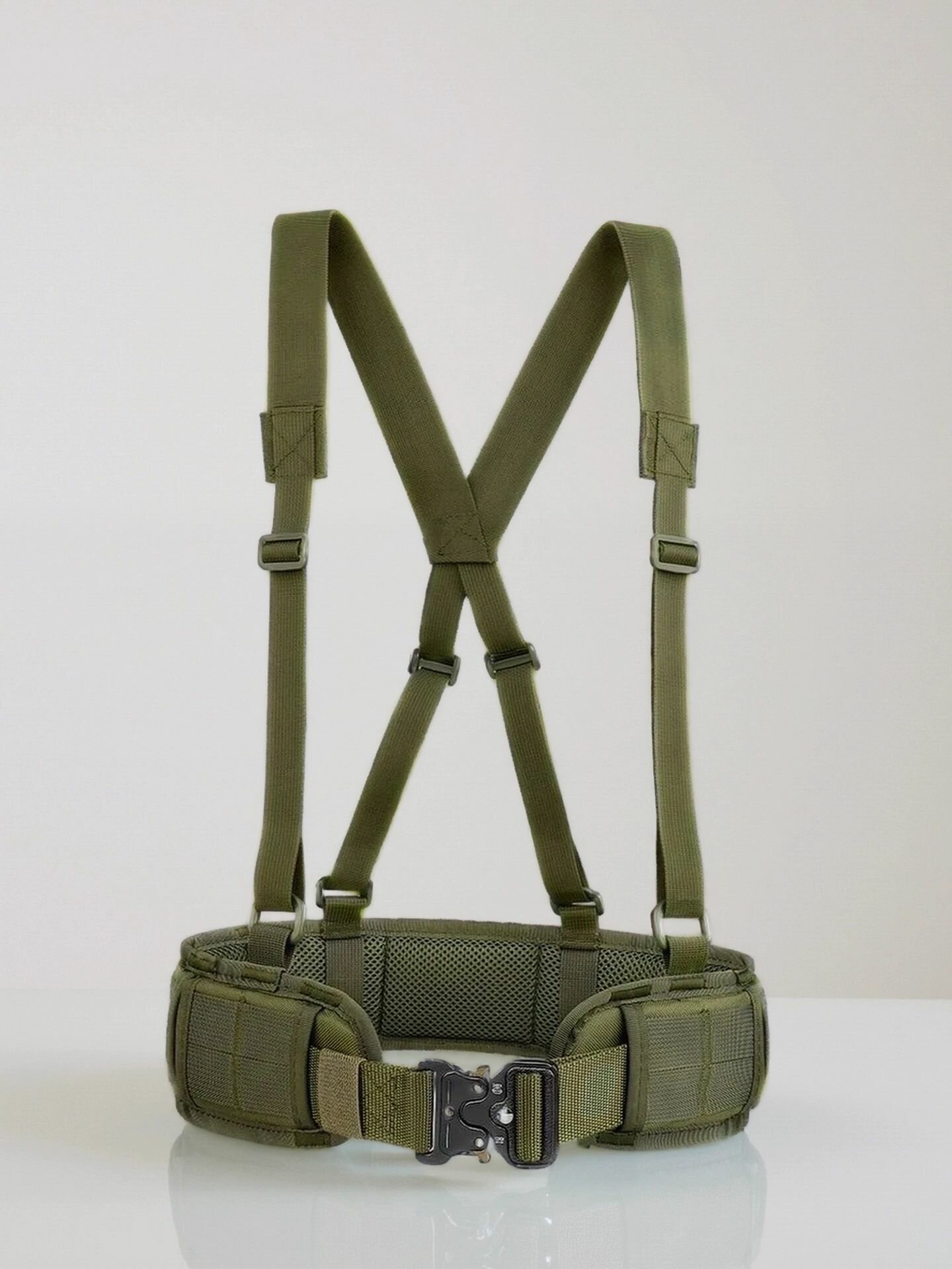 Пояс тактический разгрузочный с лямками, оливковый
