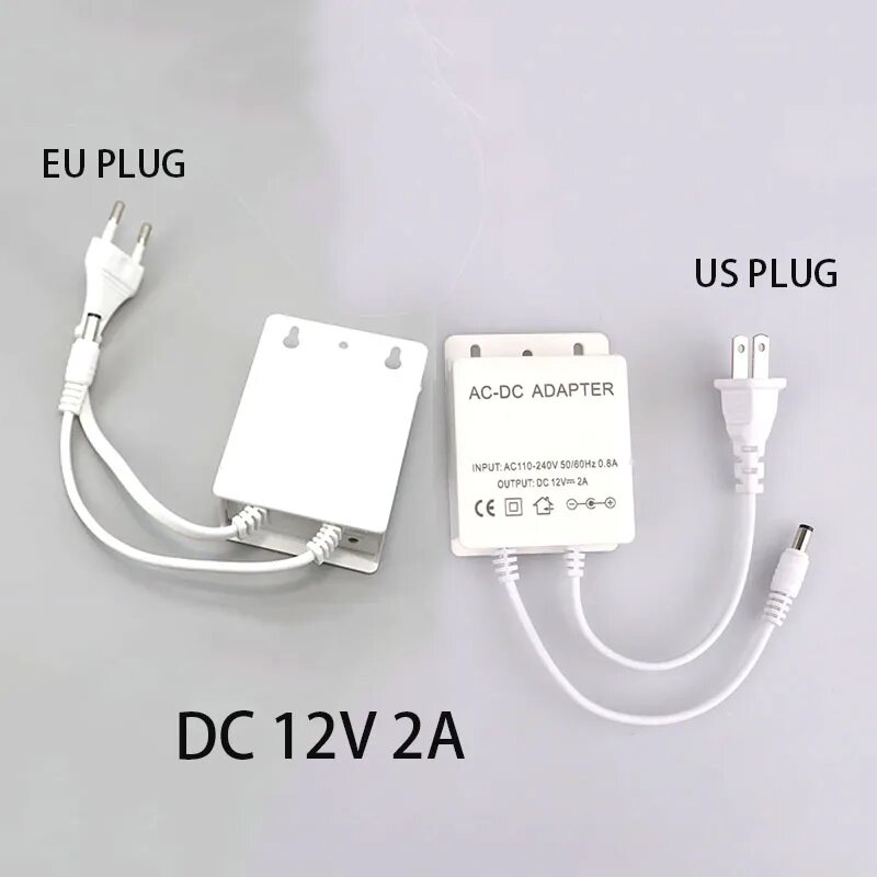 Водонепроницаемый адаптер питания 12В 2А для камеры видеонаблюдения EU PLUG