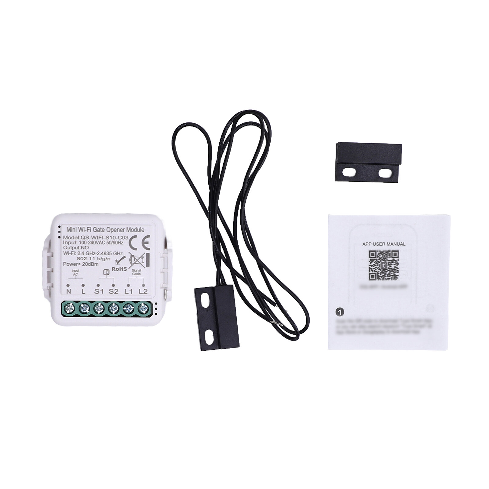 Умный модуль открывания гаражных ворот Wi-Fi, приложение Tuya, голосовое управление, совместимое с Google Home, функция таймера дистанционного управления для дома, совместное использование устройств, мини-открыватель ворот QS WIFI S10 C03