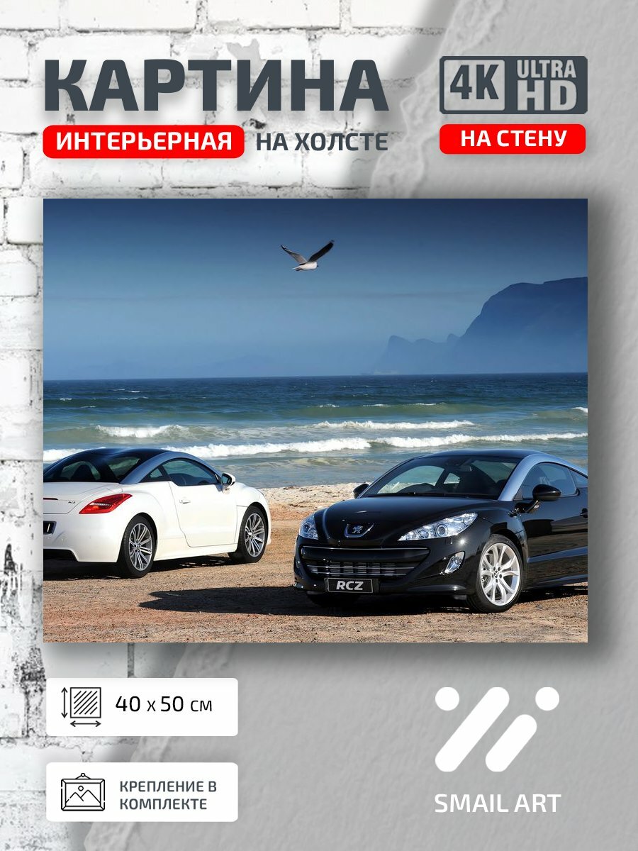 Картина на холсте интерьерная 40 на 50 на стену Побережье peugeot для студии авто дизайн