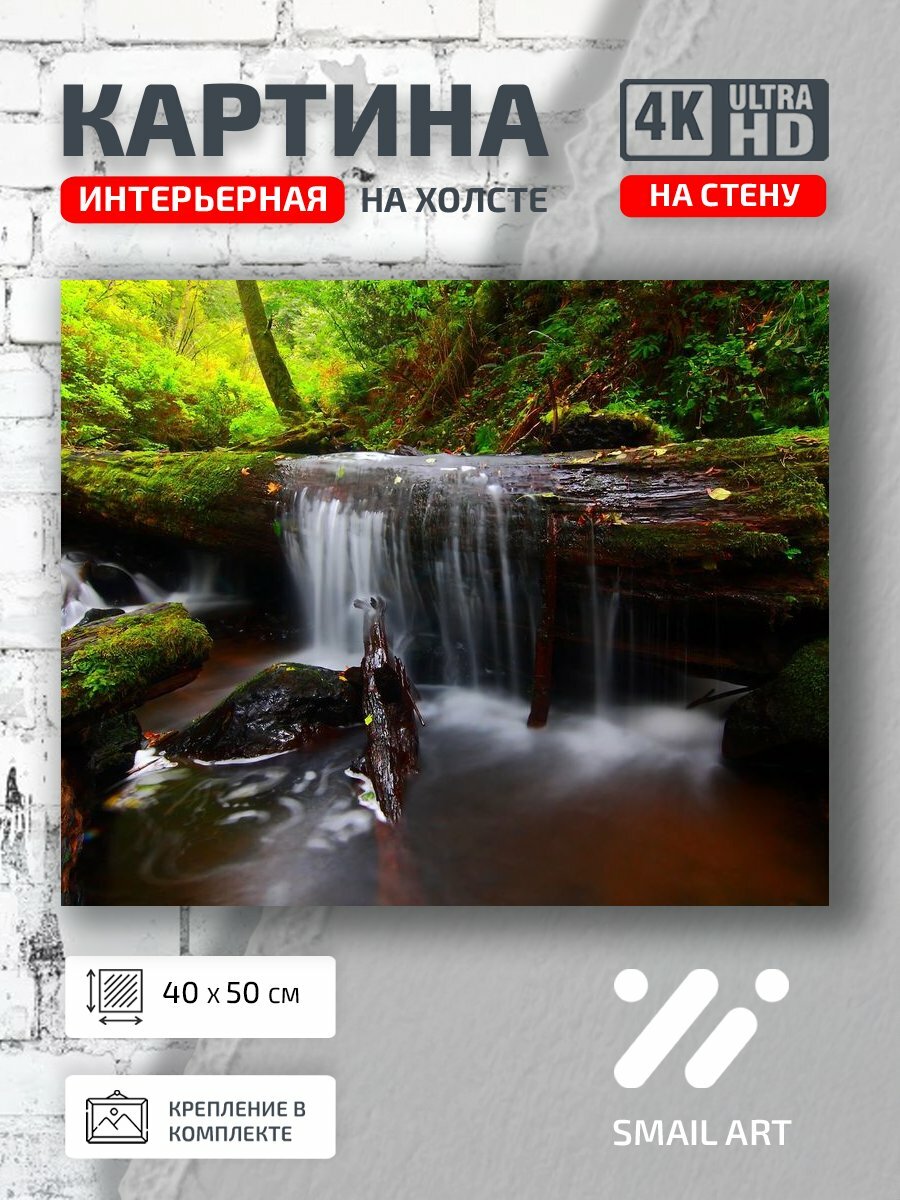 Картина на холсте интерьерная 40 на 50 на стену Водопад Landscape для спальни пейзаж декор