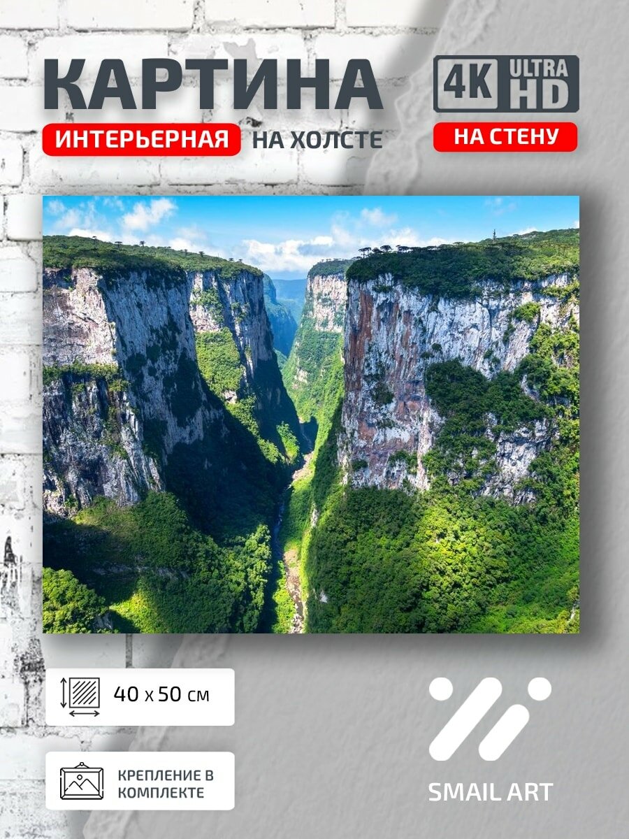 Картина на холсте интерьерная 40 на 50 на стену Каньон Итаймбезиньо для спальни пейзаж