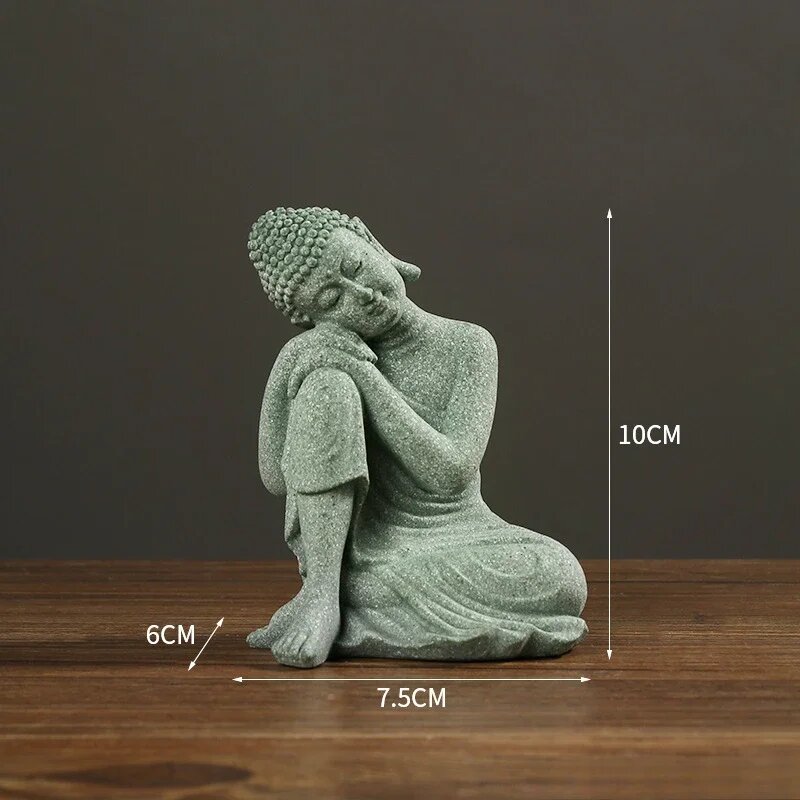 Статуя Будды, украшение для аквариума, мини-фигурка буддизма, настольный топпер, настольный декор, домашняя статуя дзен, зеленый песчаник, Таиланд
